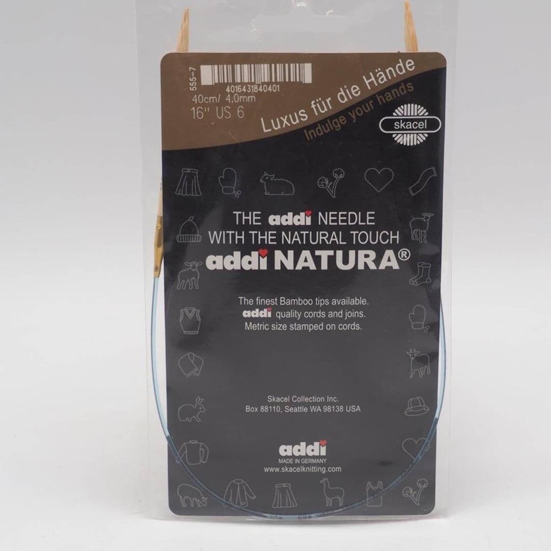 Addi Knitting Needle Circular Natura Bamboo Skacel Blue Cord 16 Inch US ...
