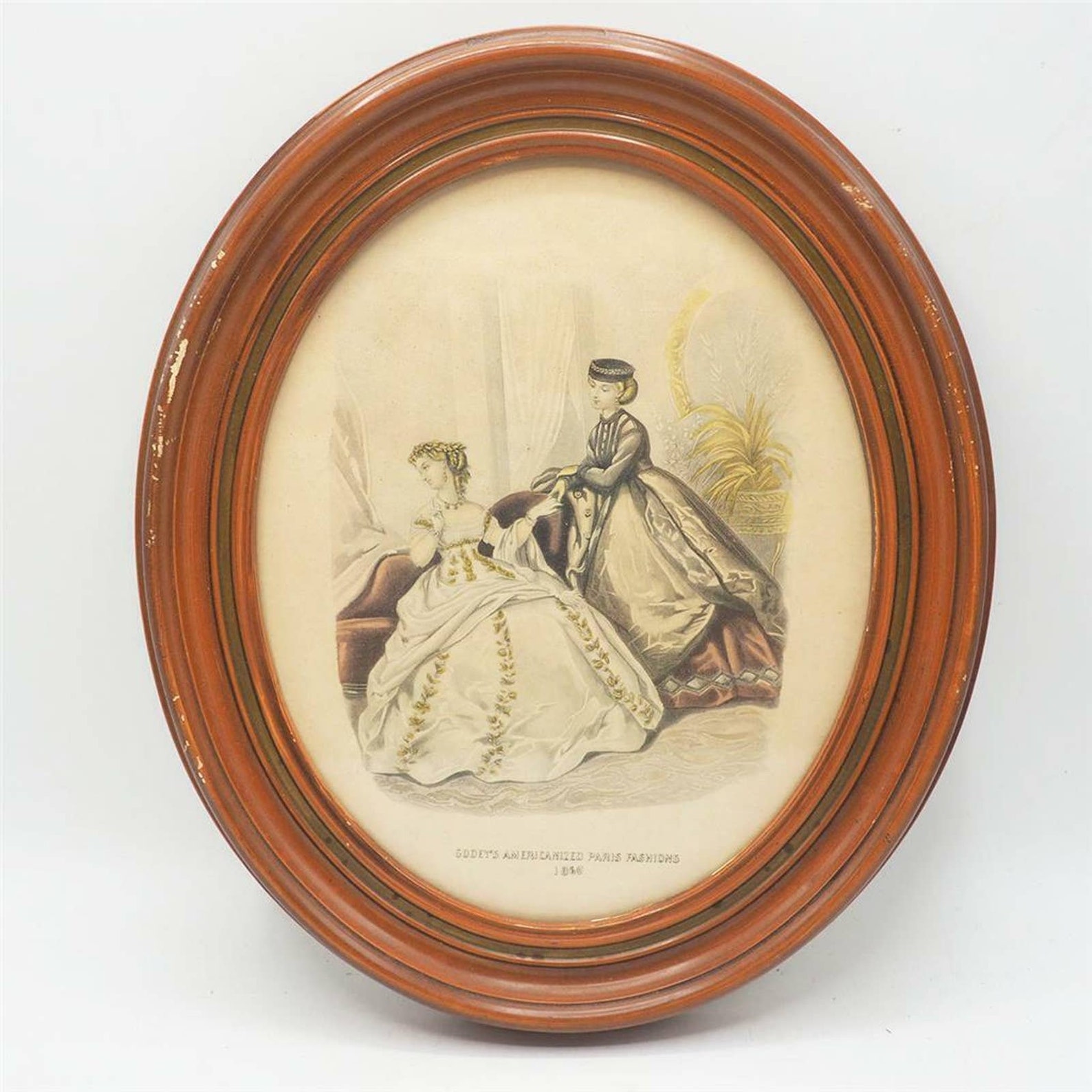 Antique Godey's Paris Fashion Print Oval Wood Frame - Etsy