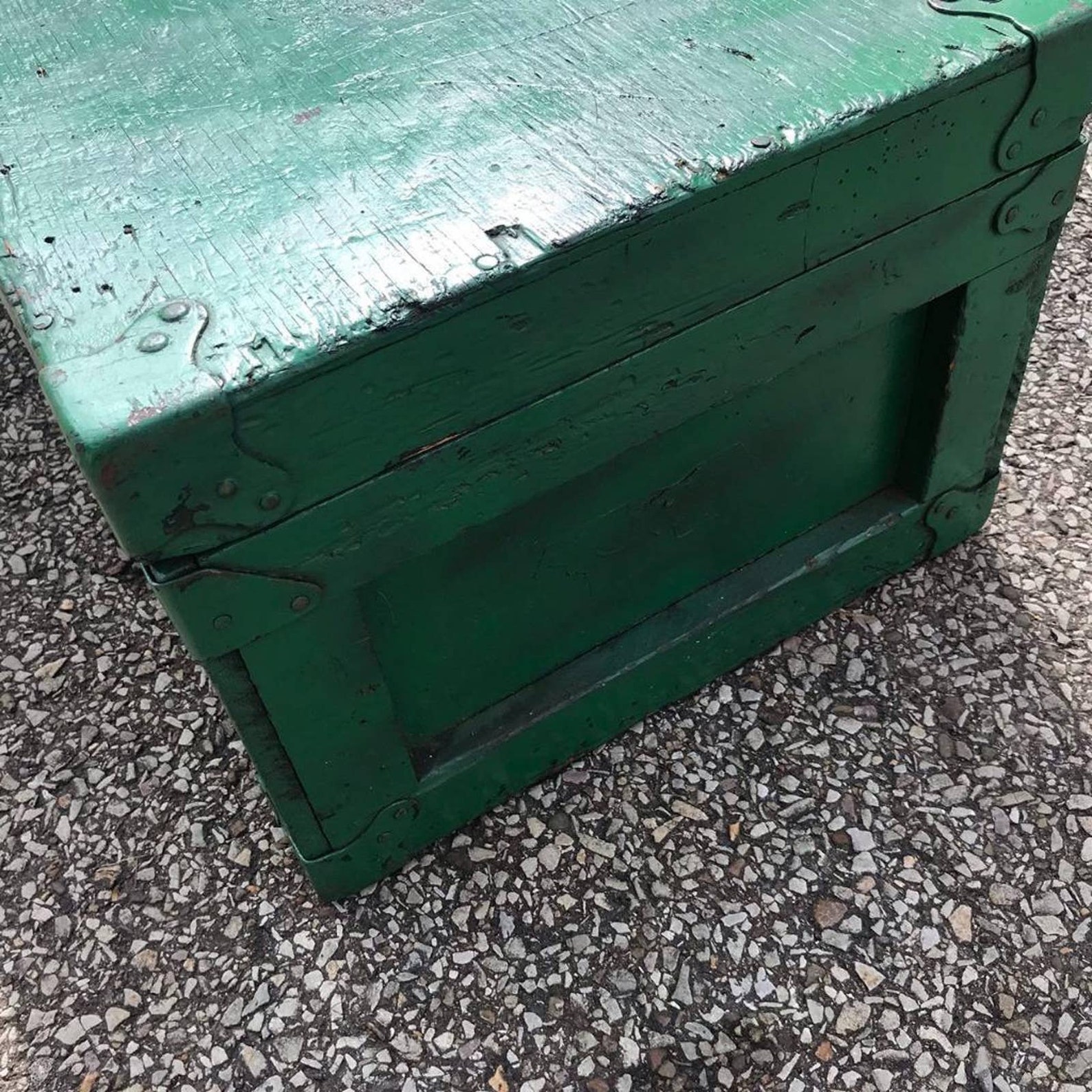 Vintage 1966 Vietnam Era Wooden Foot Locker Green US Army Wood Trunk ...