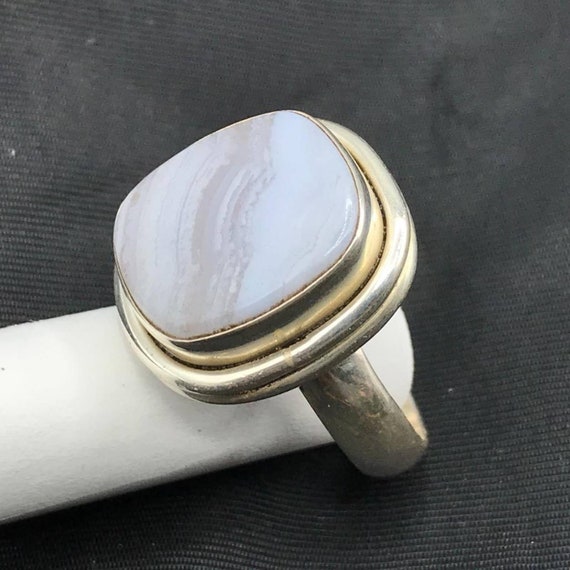 Vintage Light Blue Sterling Silver Ring Size 8 - Gem