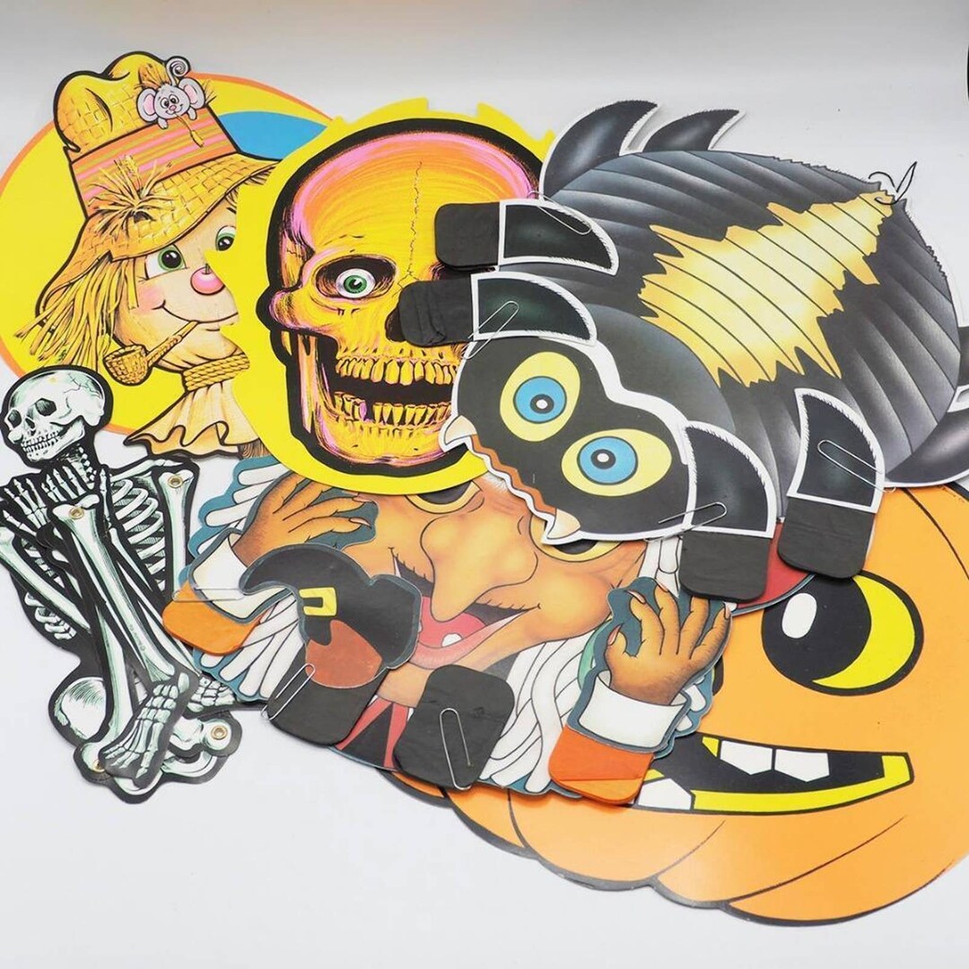 Vintage Die Cut Halloween Decoration Beistle Jointed Skeleton Skull ...