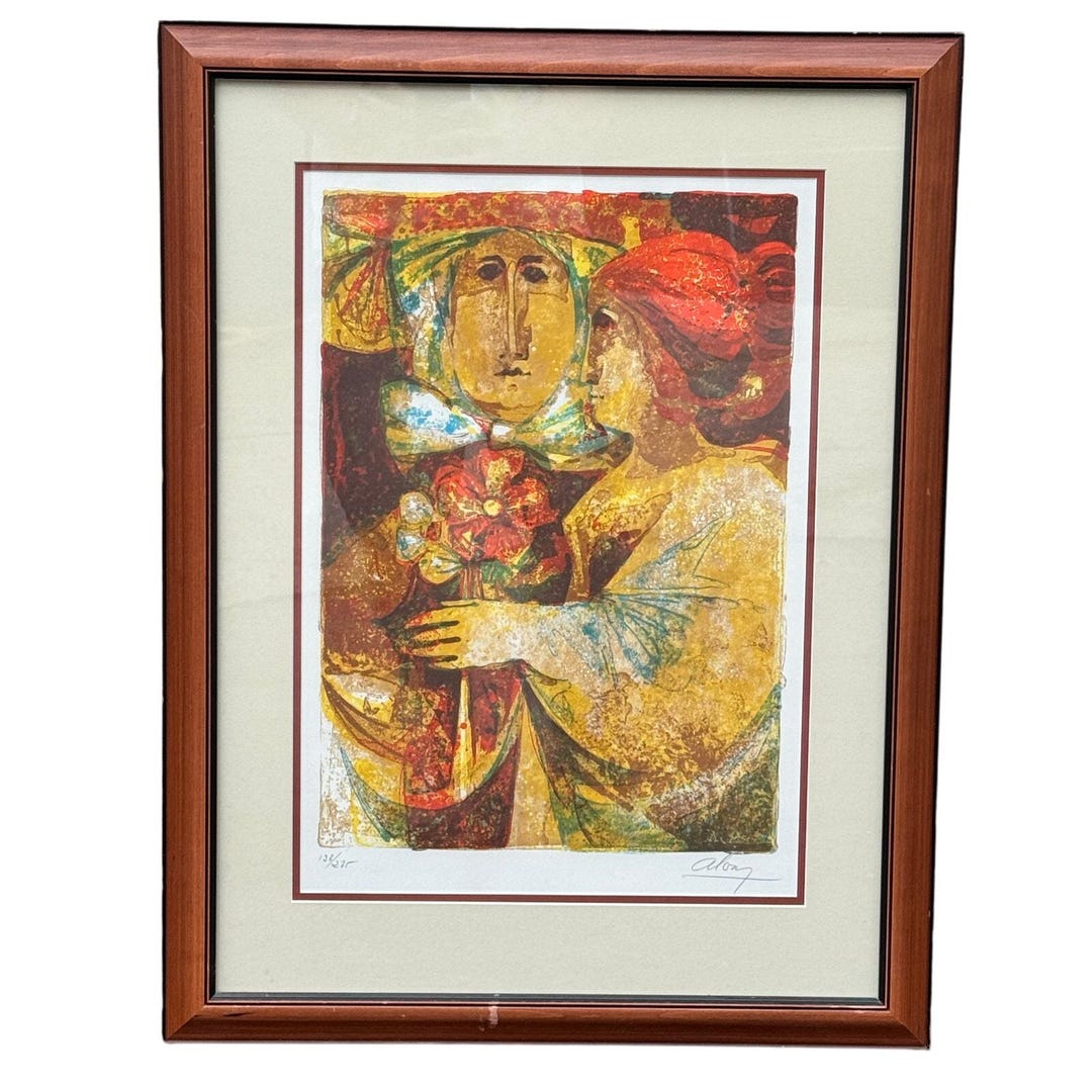Couple Aux Fleurs Sunol Alvar Original Color Lithograph Hand Signed ...