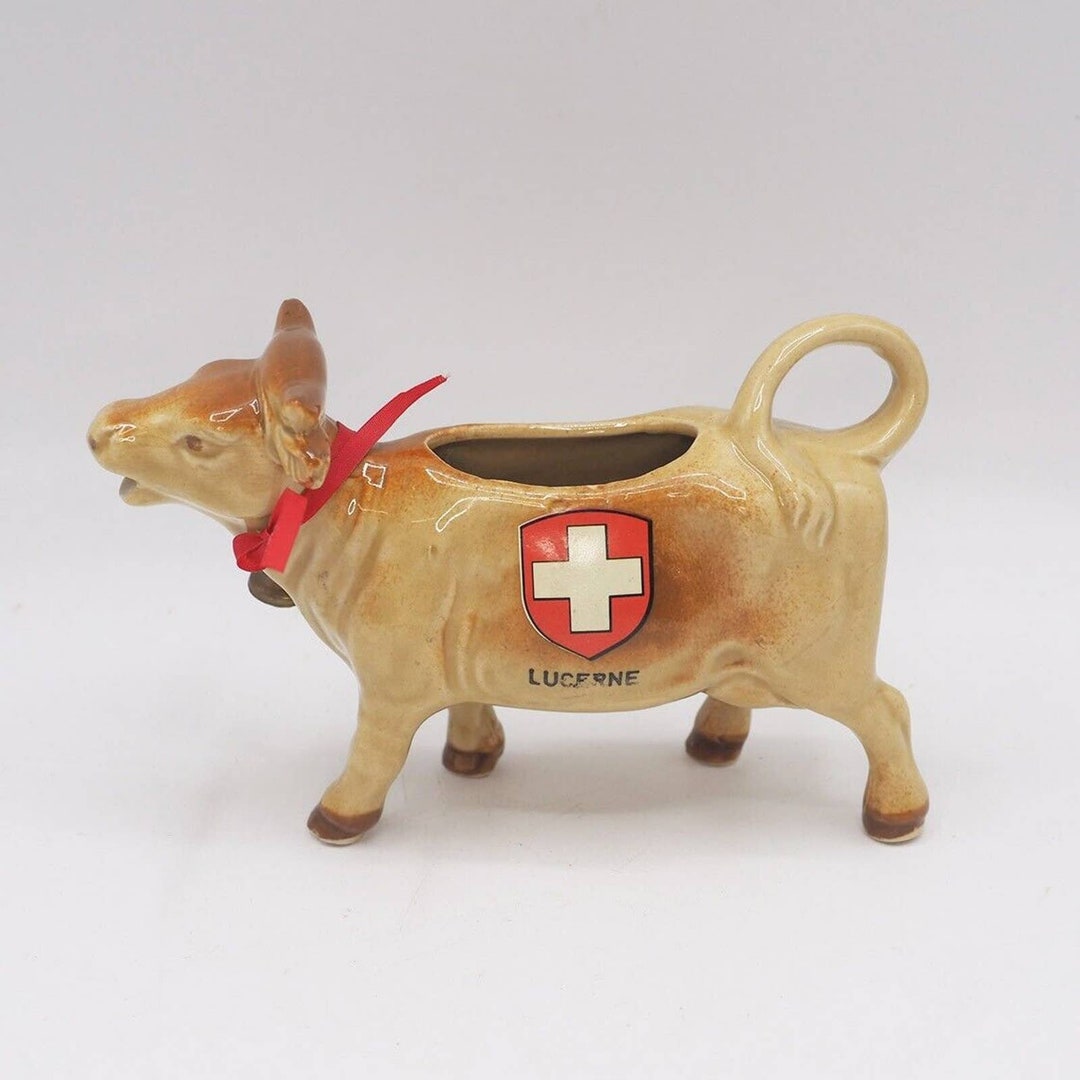 Cow Creamer Tan Cow W/ Brown Spots and Bell Lucerne - Etsy