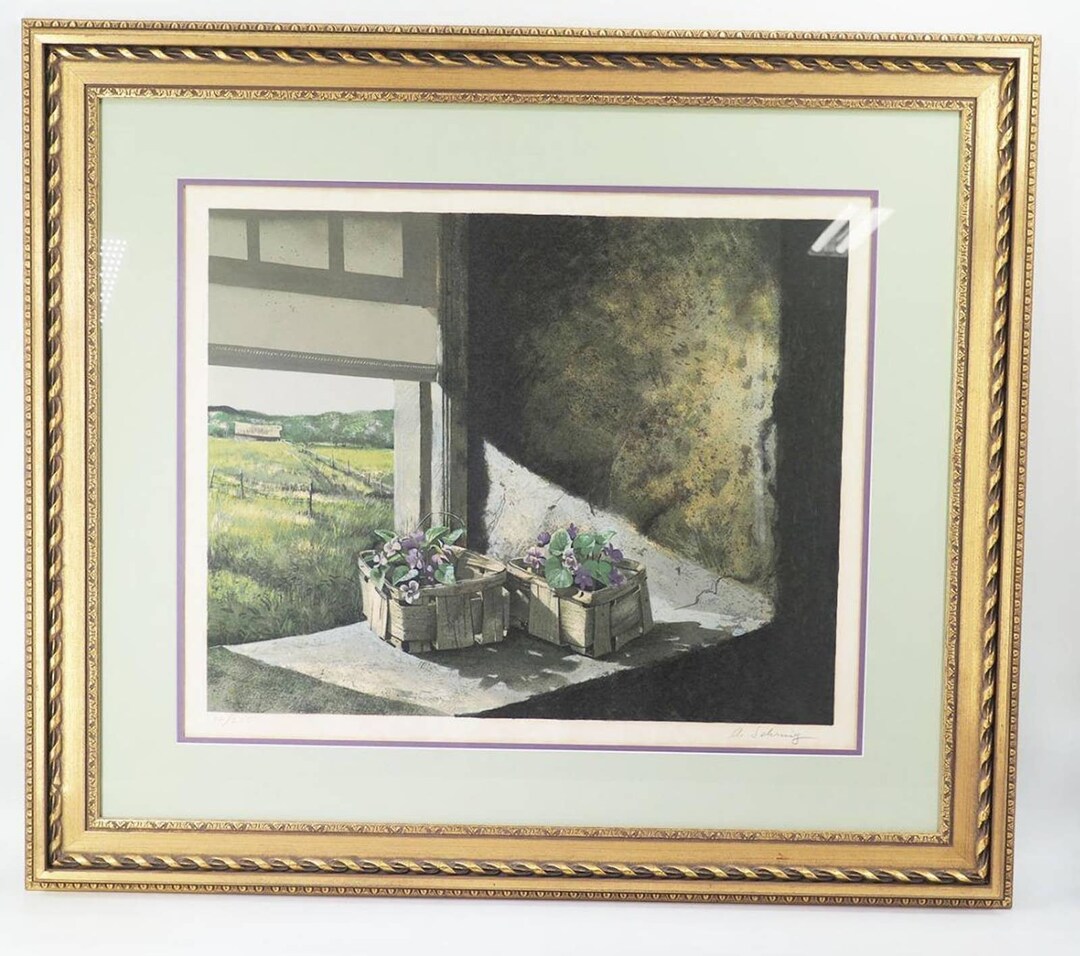 Adolf Sehring Lithograph Floral Baskets Signed Numbered Ornate Framed ...