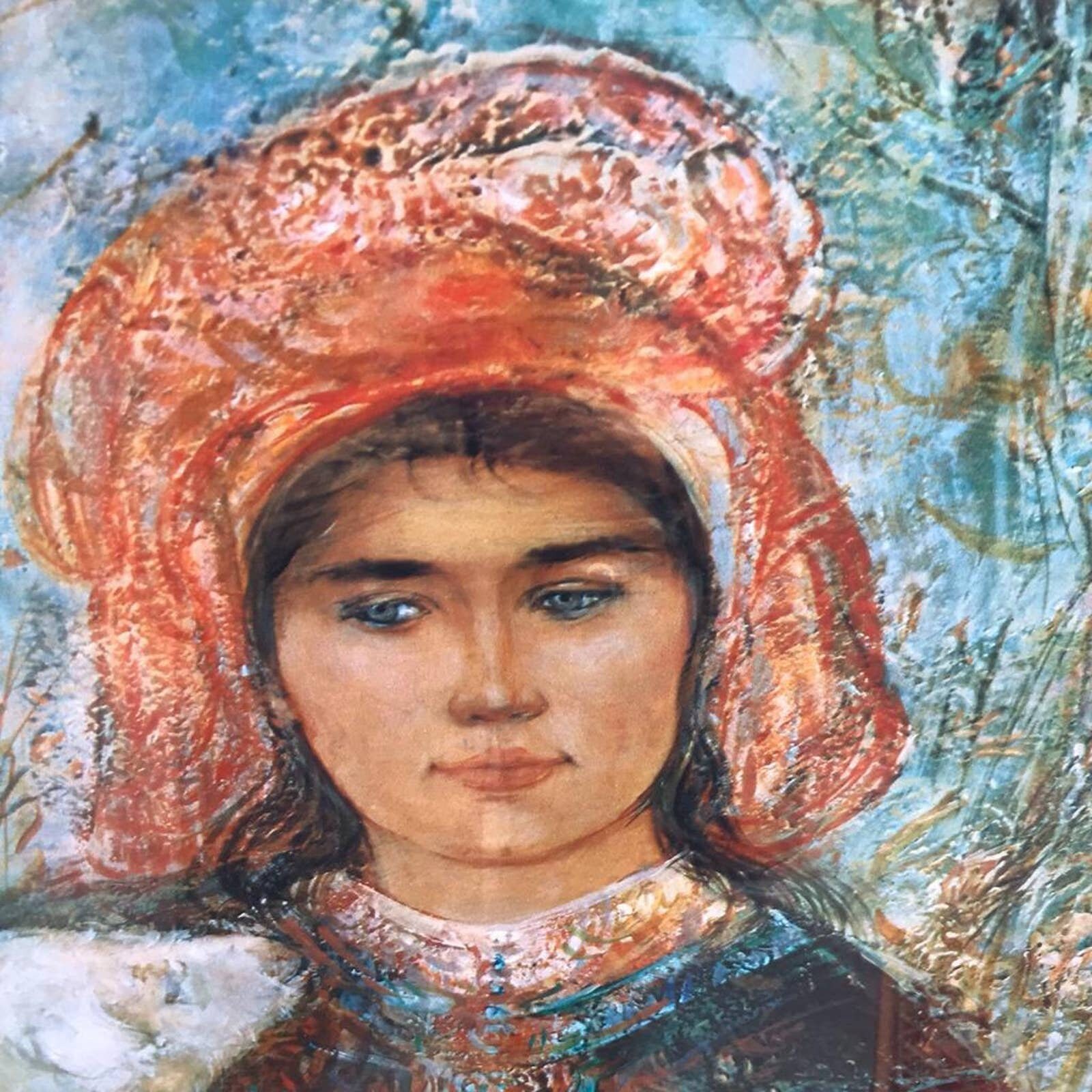 Edna Hibel Lamb of Knossos Lithograph Vintage Gilded Frame - Etsy