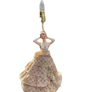 Vintage Porcelain Table Desk Lamp Victorian Woman Lighted Dress - Etsy
