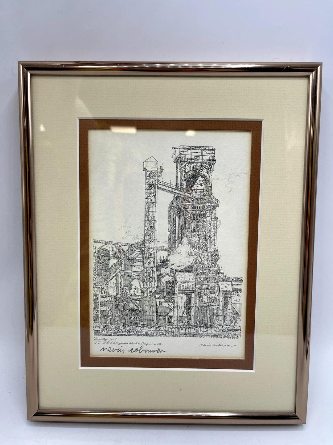 Nevin Robinson Artist Pittsburgh Dorothy Six US Steel Mill Signed Print ...