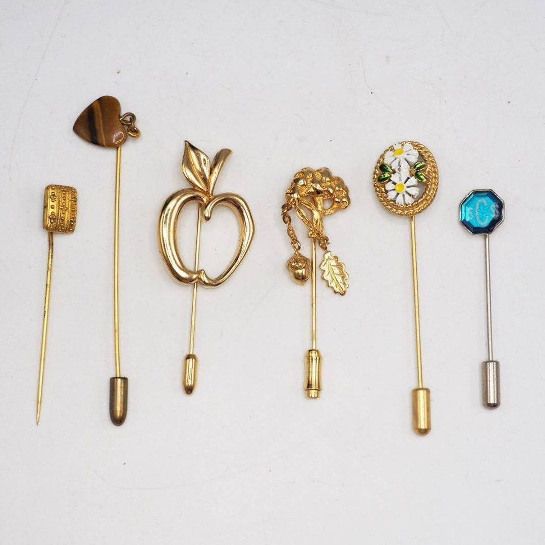 Lot of 6 Costume Jewelry Lapel Stick Pins 1950's-1970's - Etsy
