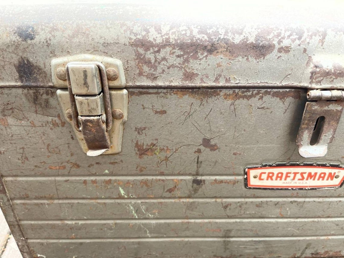 Craftsman Crown Logo Heavy Duty Tool Box Gray With Tray 18in Made in ...