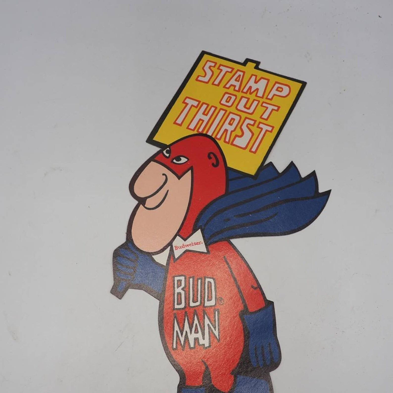 BUD MAN Budweiser Stamp Out Thirst Sign Sticker Decal Cape 1970's - Etsy