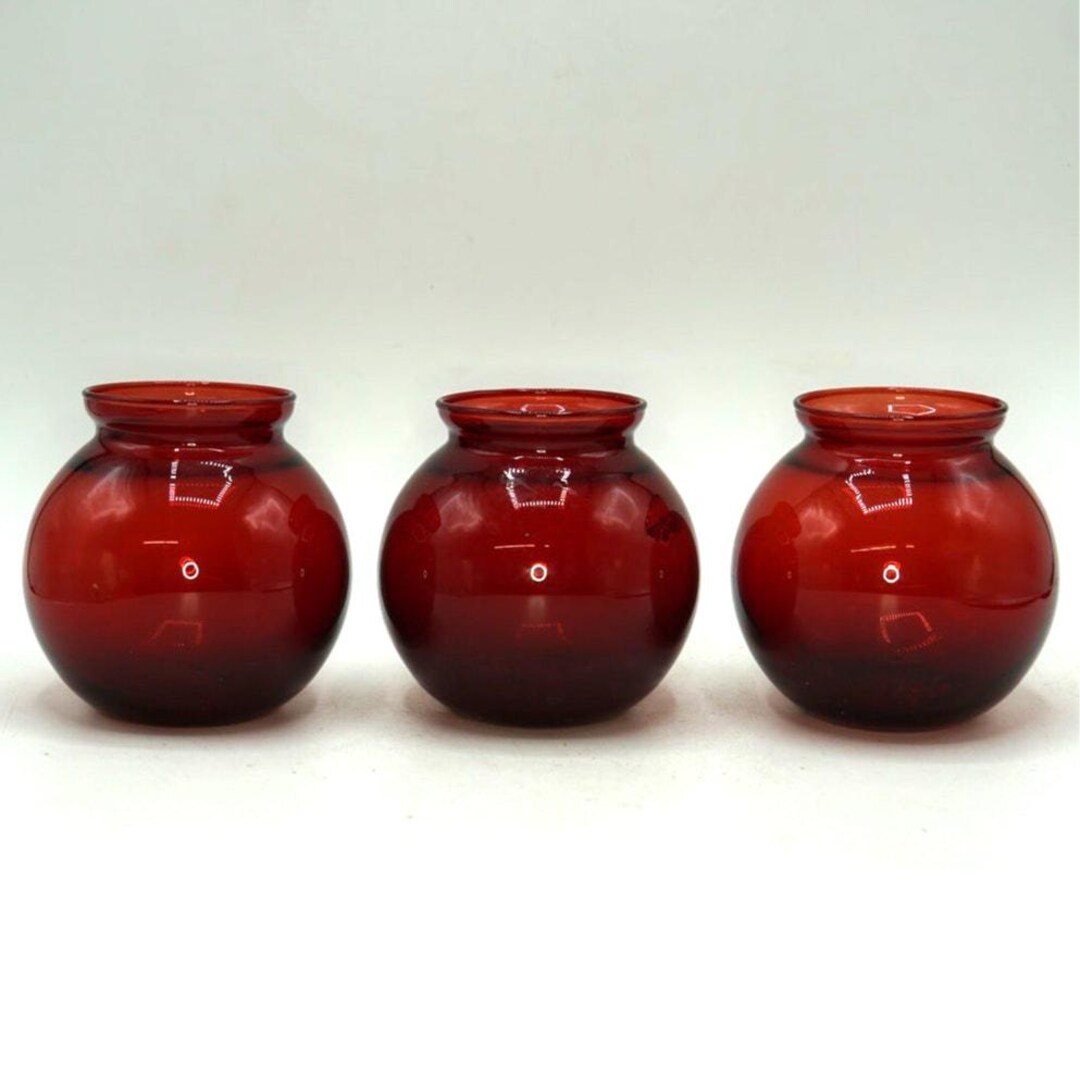 Lot of 3 Ivy Ball Vase Royal Ruby by Anchor Hocking - Etsy