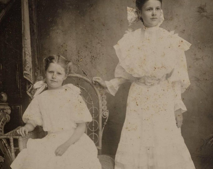 Cabinet Card Black & White BW Photograph Girls Young Women in Dresses ...