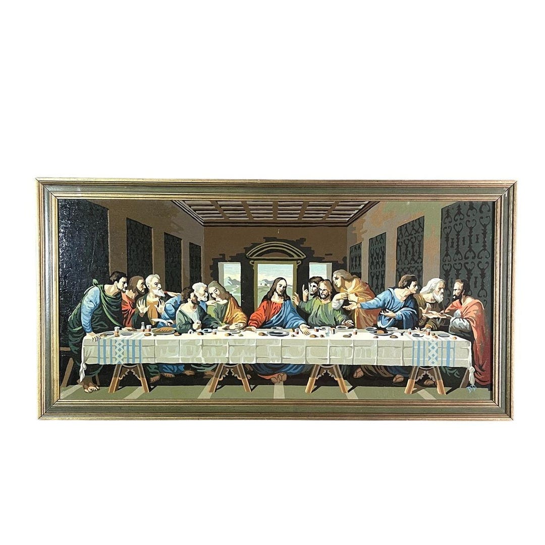 Last Supper Paint by Number Wood Frame Oil on Board - Etsy