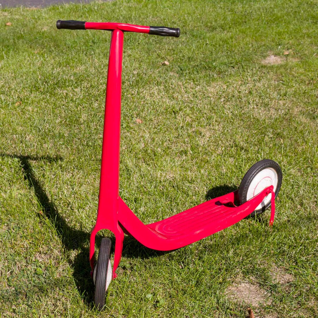 Radio Flyer Red Metal 2 Wheel Kick N' Go Scooter Restored W/ Kickstand ...