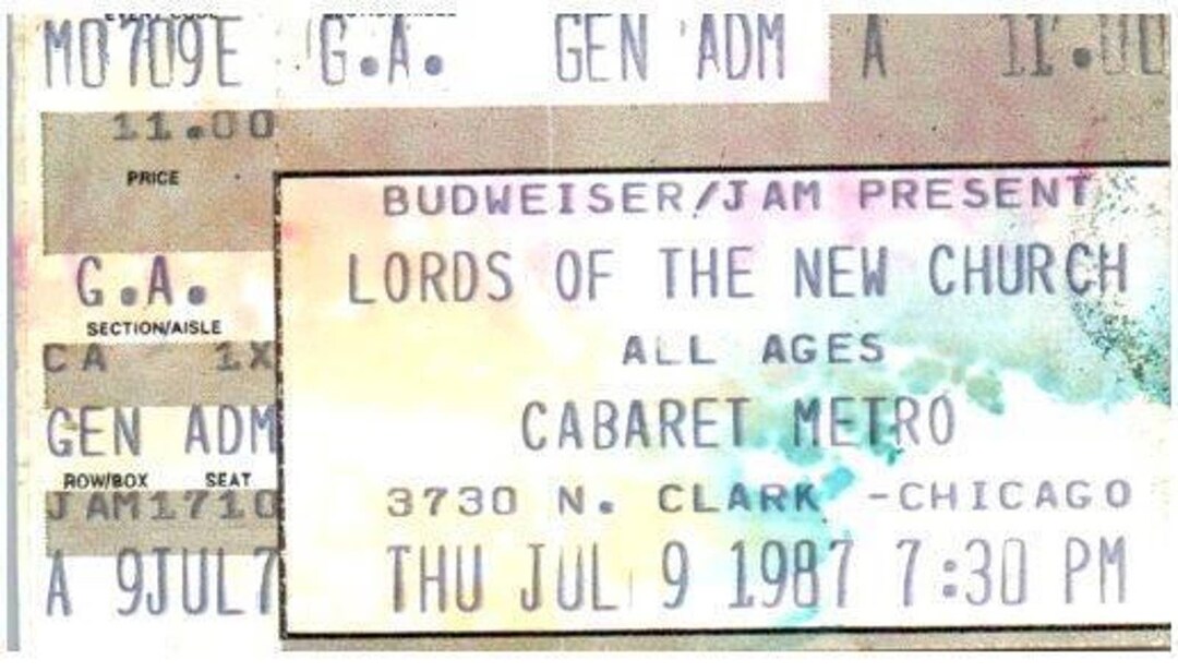 Vintage Lords of the New Church Ticket Stub July 9 1987 Cabaret Metro ...