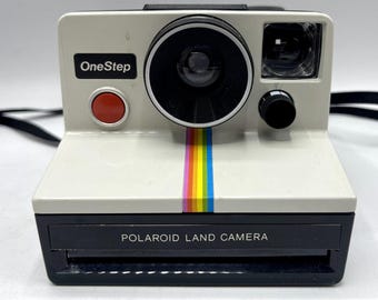 Vintage Polaroid One Step Instant Land Camera With Rainbow Stripe With Strap Uses SX-70 Film ...