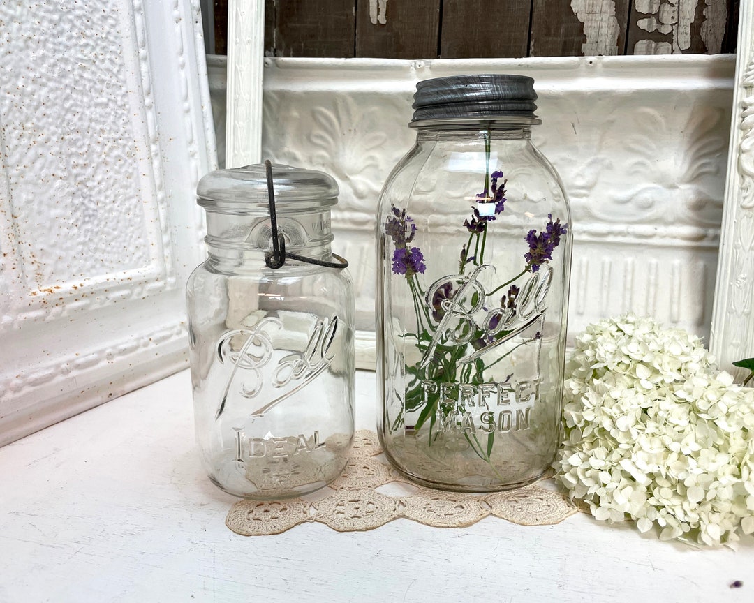 Two Ball Jars, Clear Ball Mason Jars at Kate's Vintage Market - Etsy