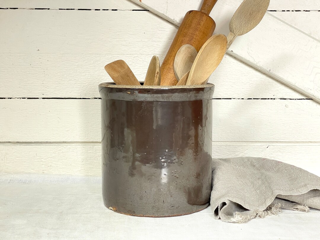 Vintage Brown Crock Antique Kitchen Crock 1 Gallon Antique Brown Crock ...
