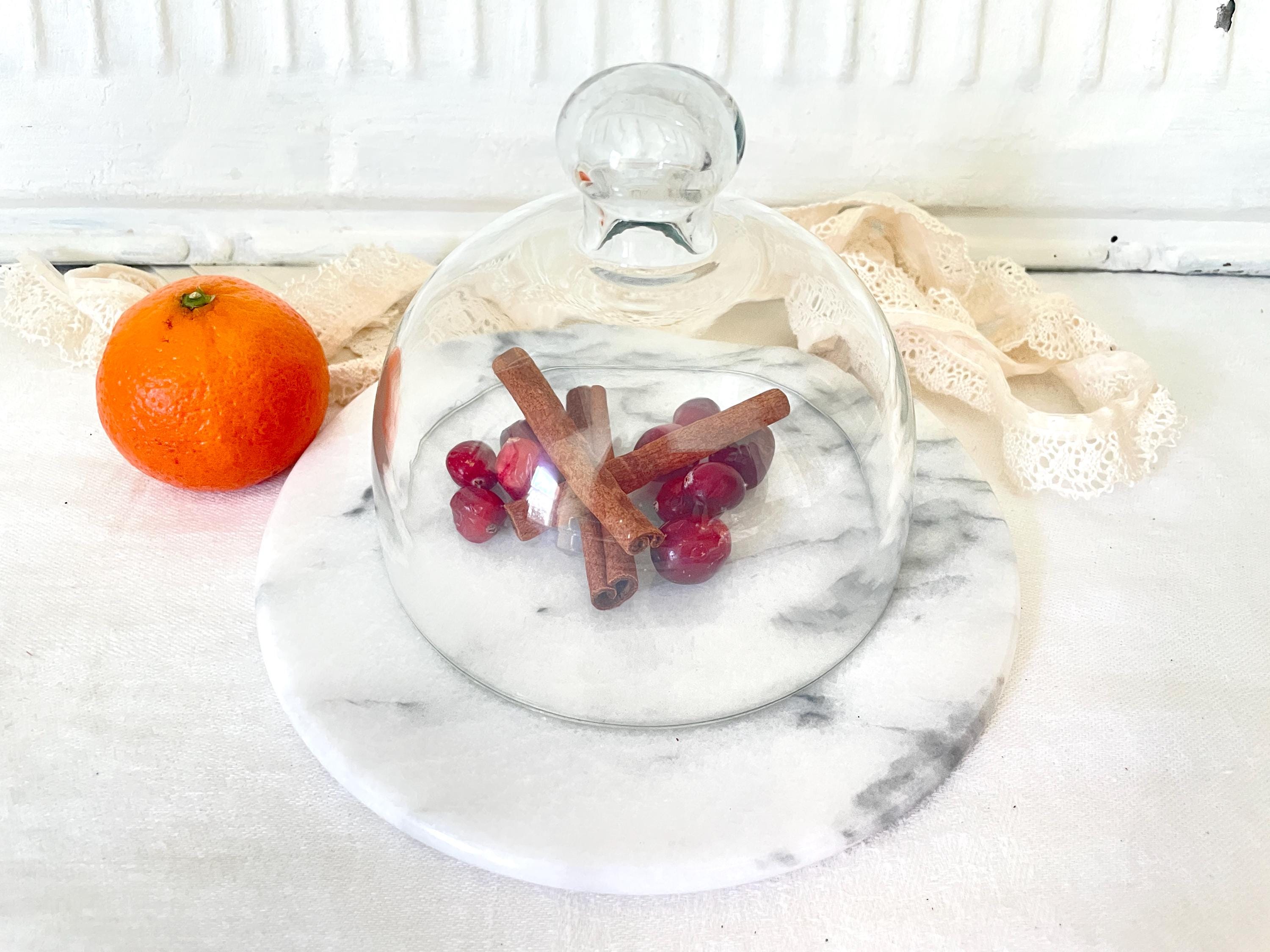 Small Glass Cloche With Marble Plate - Vintage Display Dome - Etsy