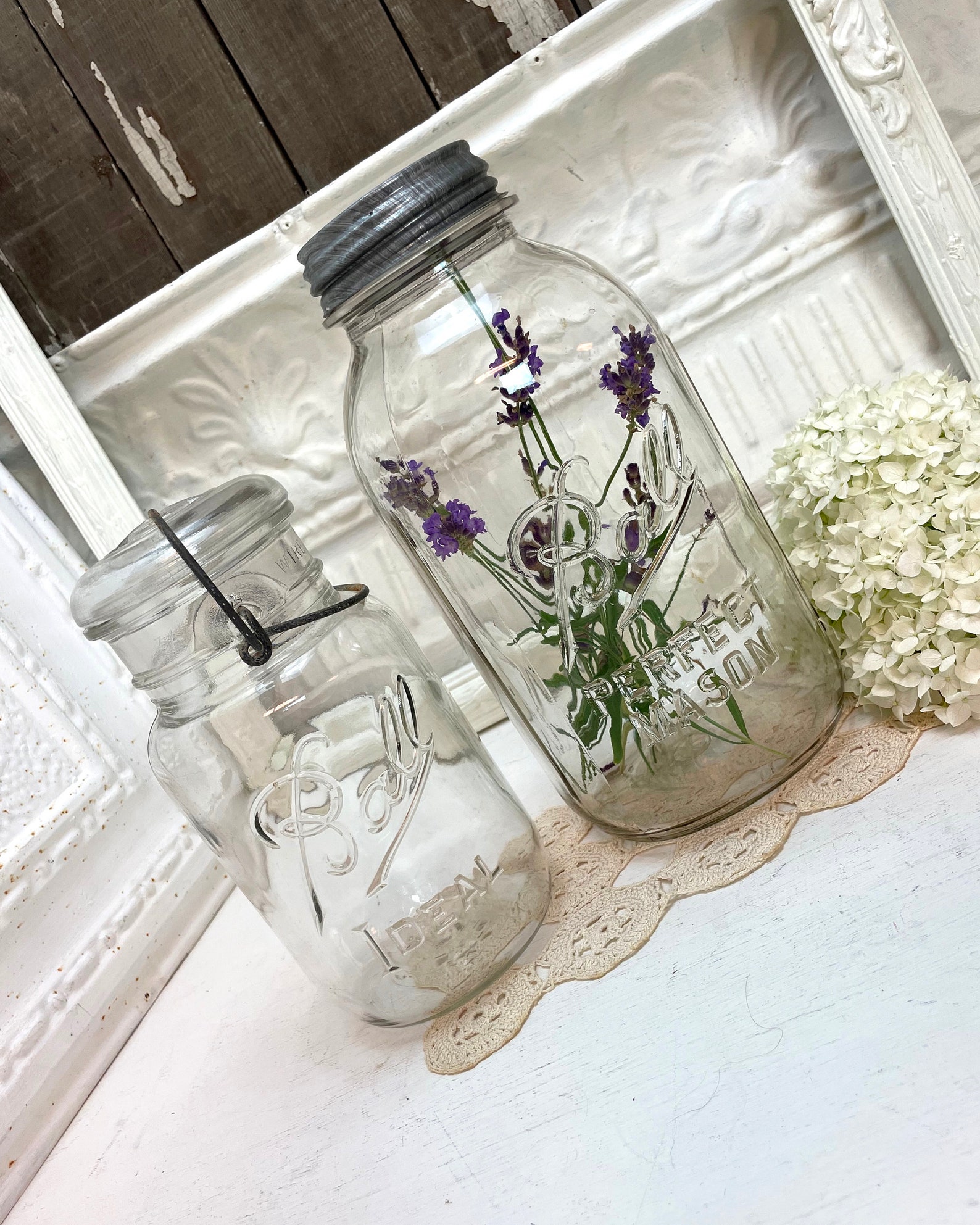Two Ball Jars Clear Ball Mason Jars at Kate's Vintage - Etsy