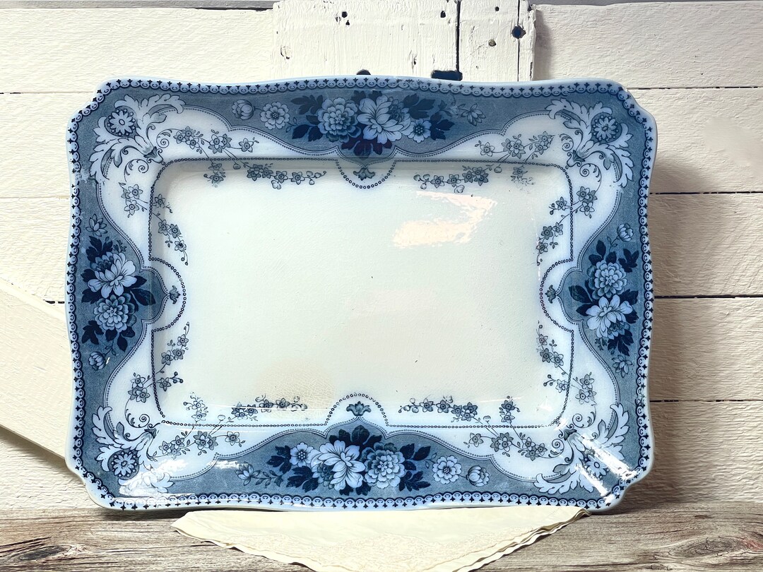 Blue and White Ironstone Platter huge 17 X 12.5 Inches Big Ironstone ...