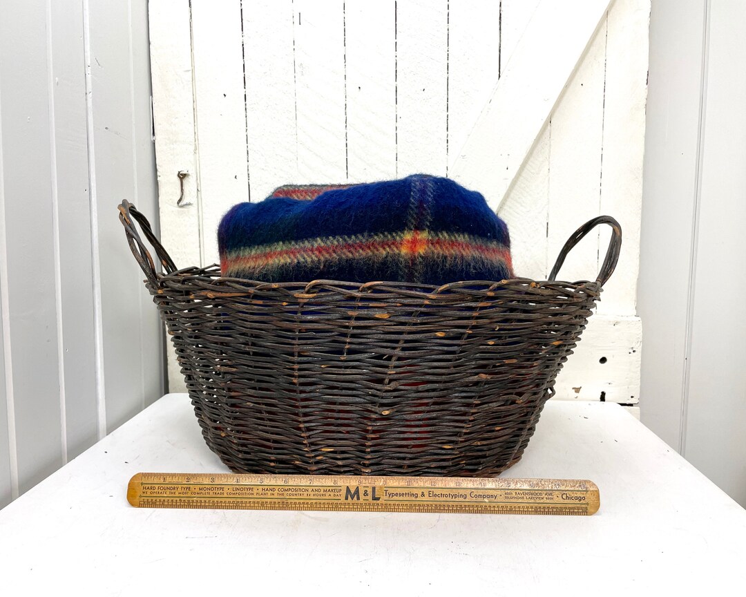 Farmhouse Basket Storage | Wicker Laundry Basket | Vintage Willow ...