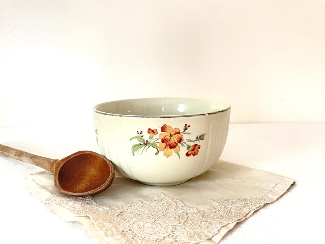 Vintage Hall Eureka Serenade Bowl: Orange Floral Kitchenware (6.25 in Diameter) - Etsy