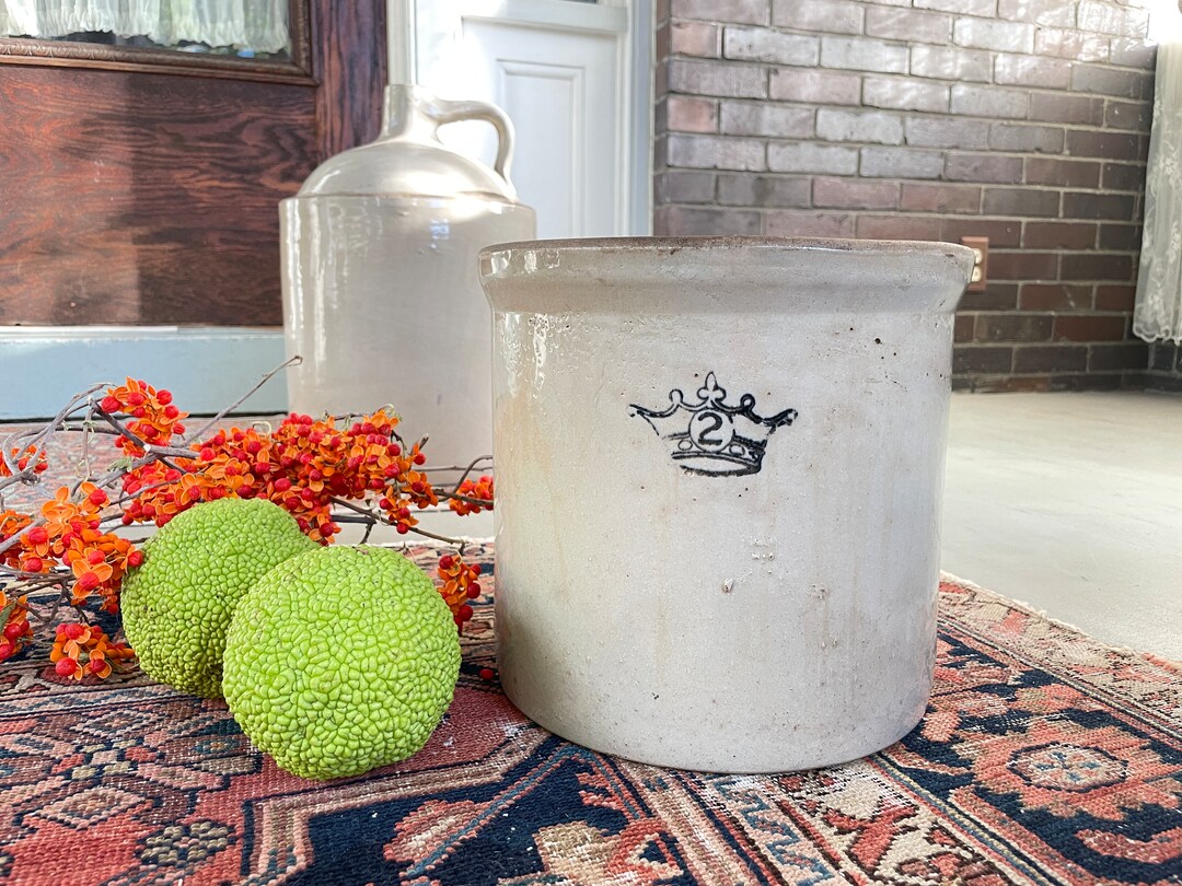 2 Gallon Crown Crock Antique Crown Crock Crown Crock in Great Condition ...