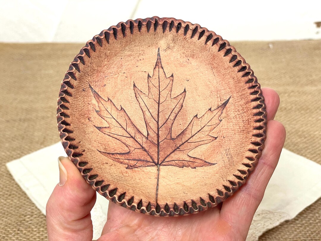 Maple Leaf Pottery Dish | Vintage Pottery Dish With a Imprint Maple ...
