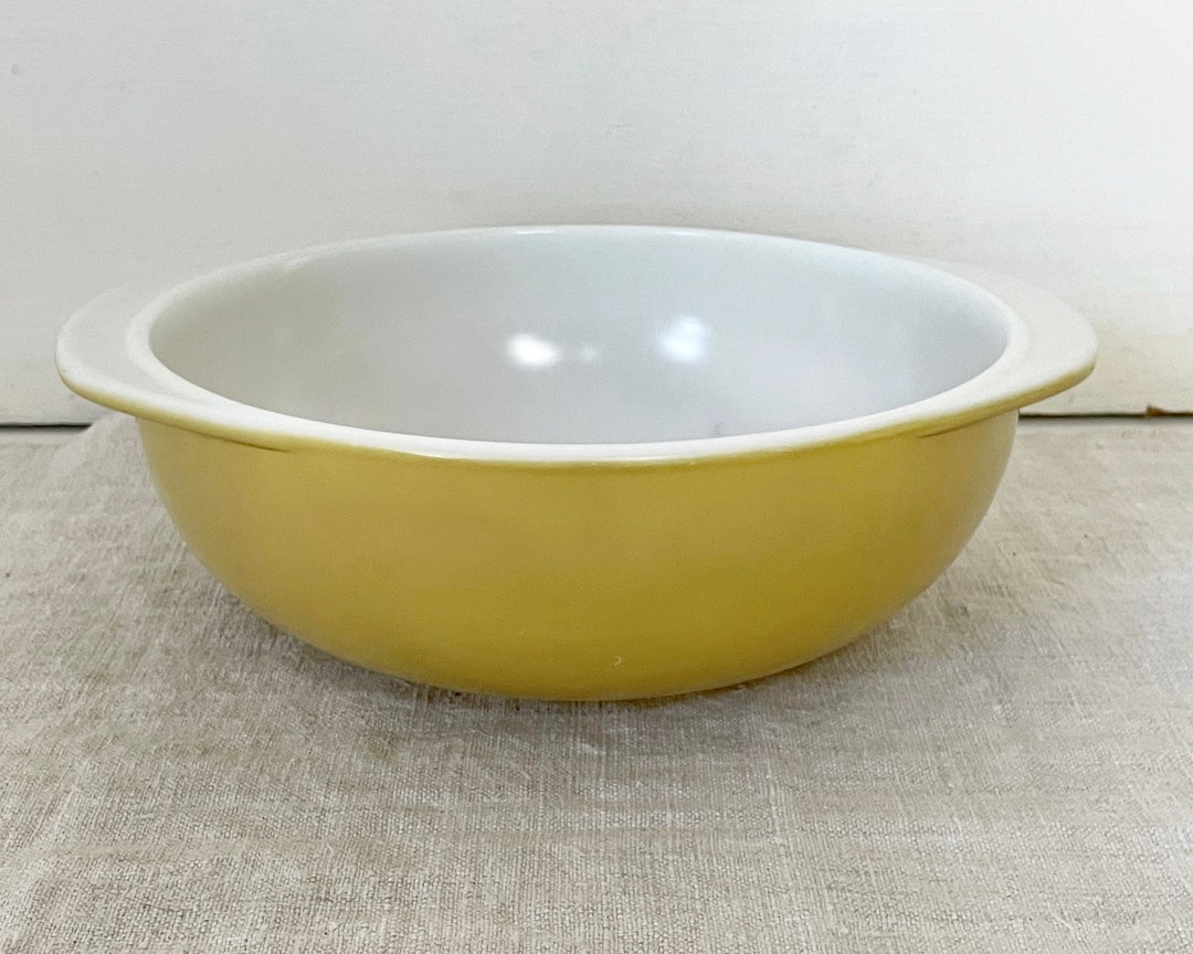 Vintage Pyrex Mustard Color Bowl, Casserole Dish, Yellow Pyrex Bowl in ...