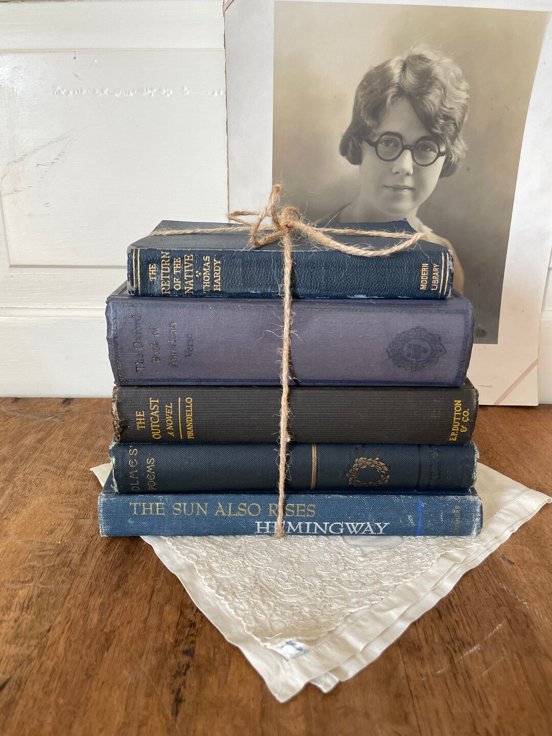 Vintage Blue Book Stack: Farmhouse Boho Decor, Hemingway Novel - Etsy