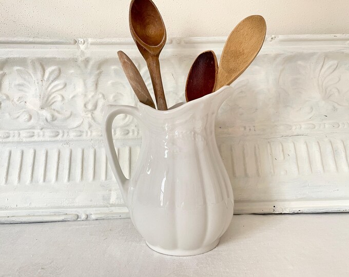 Antique White Ironstone Embossed Wheat Pitcher | Arthur Wilkinson ...