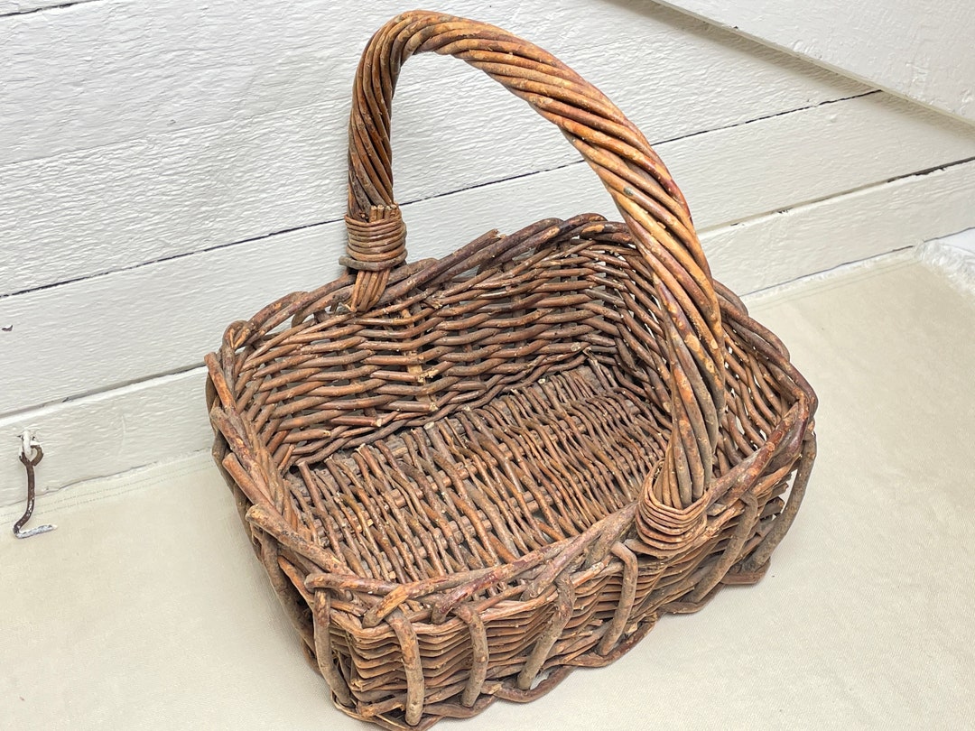 Nice Older Twig Basket | Vintage Twig Basket | Vintage Storage Basket ...