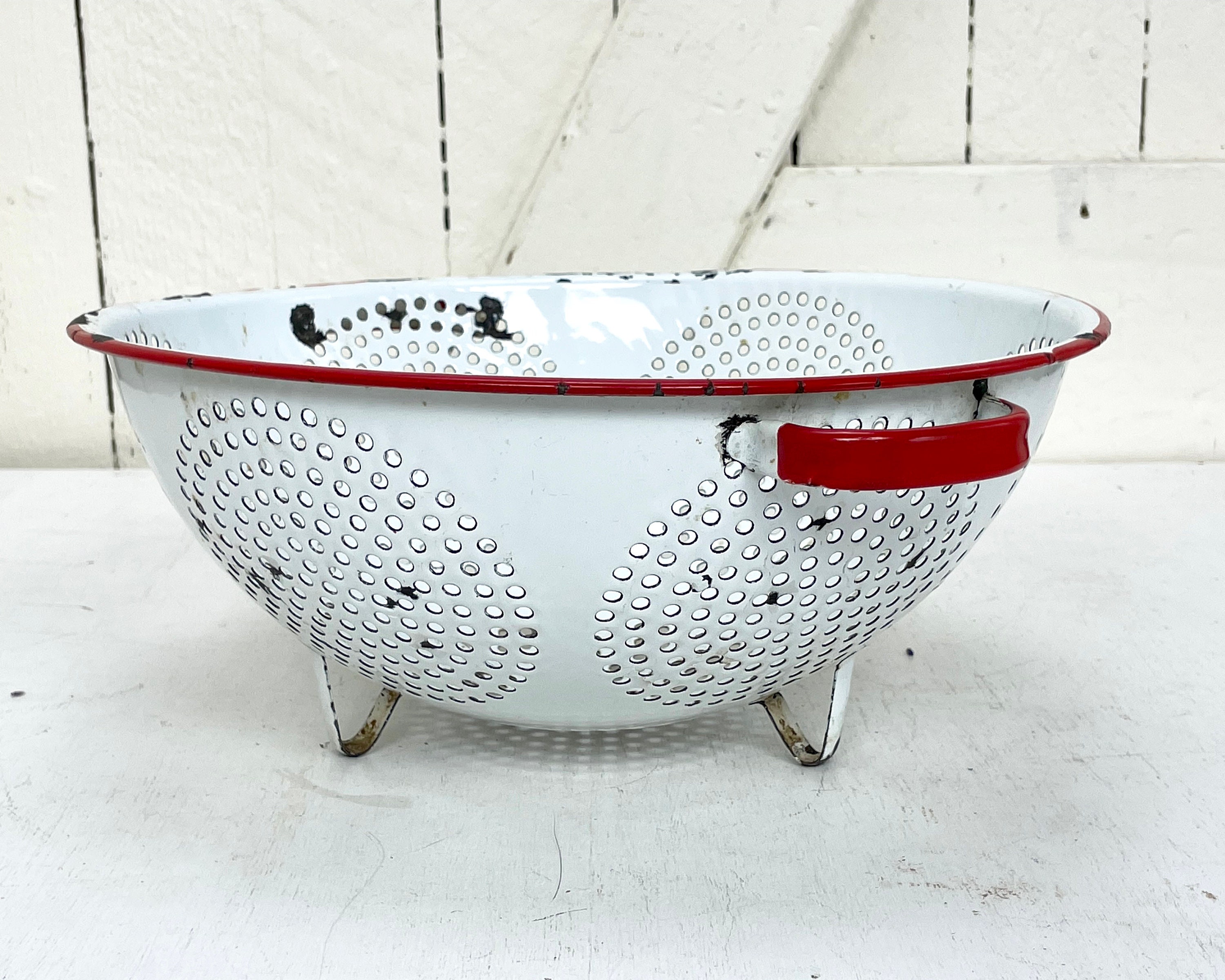 Vintage Kitchen Colander Enameled red rimmed colander at Kate's Vintage ...