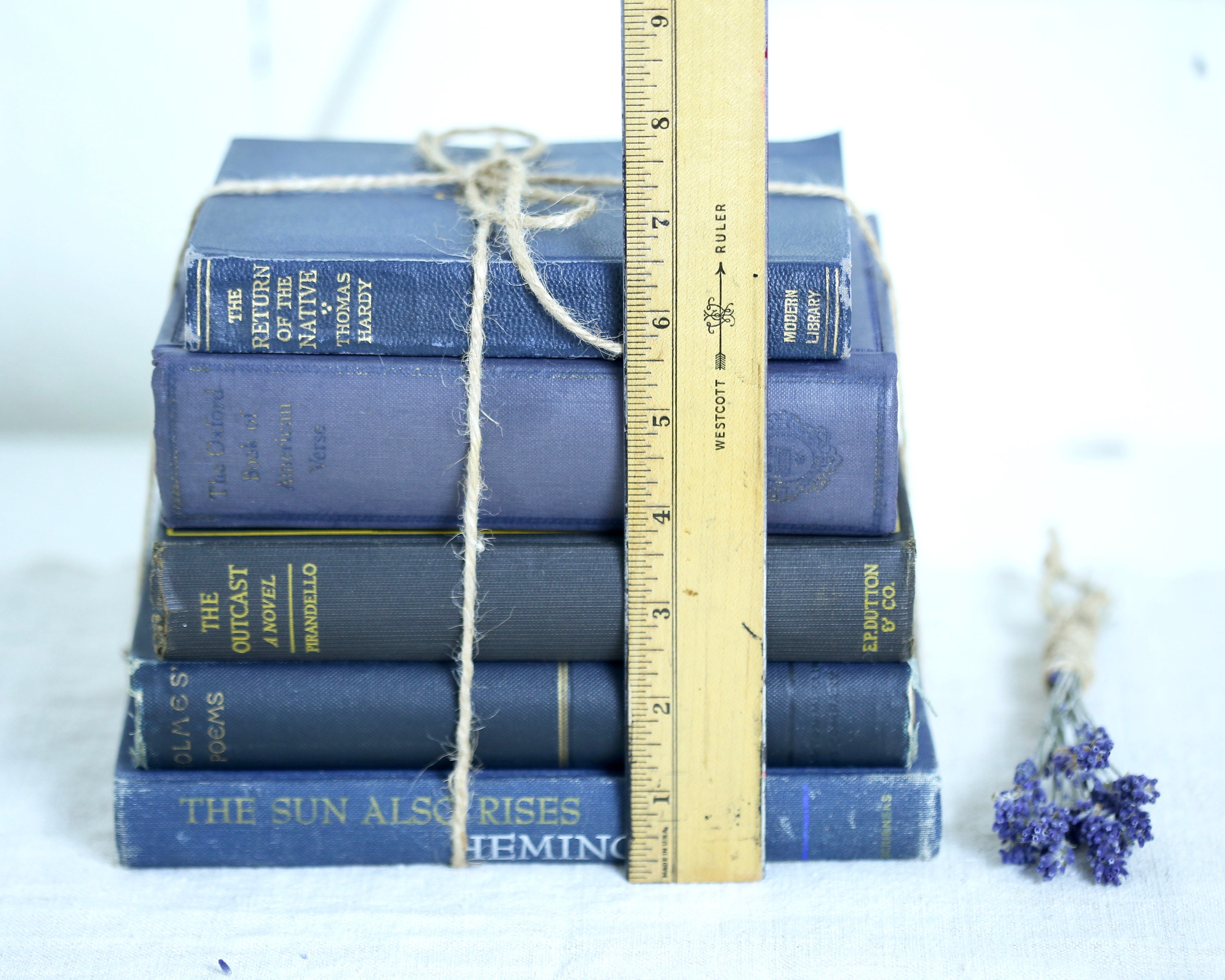 Vintage Blue Book Stack: Farmhouse Boho Decor, Hemingway Novel - Etsy