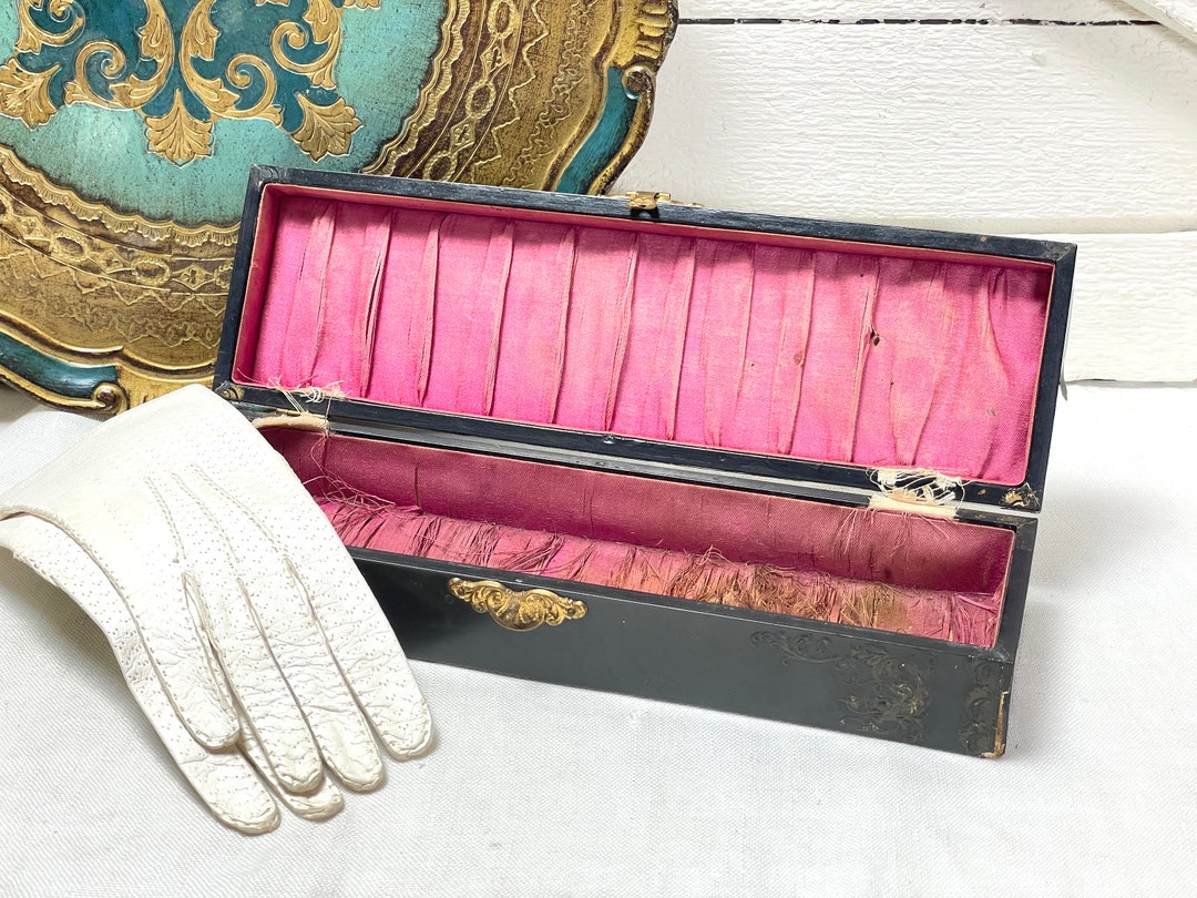 Antique Glove Box | Vintage Jewelry Box | Antique Knitting Needle Box ...