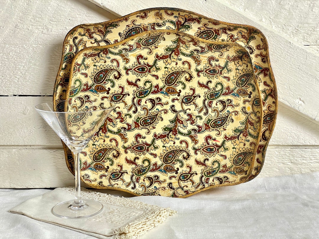 Vintage Paper Mache Serving Trays (set of Two) | Paisley Japanese ...