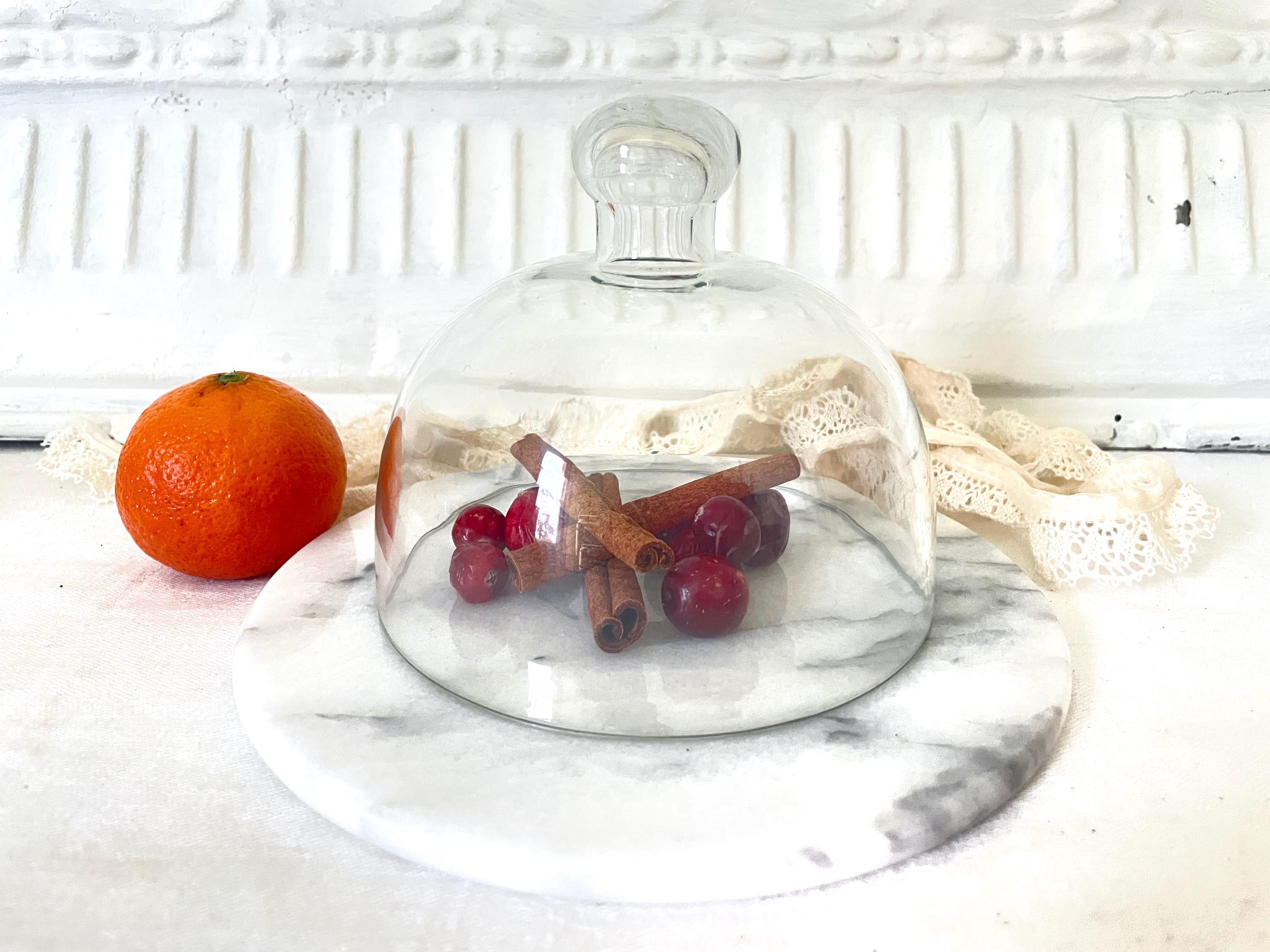 Small Glass Cloche With Marble Plate - Vintage Display Dome - Etsy