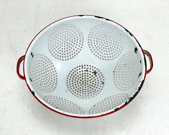 Vintage Kitchen Colander Enameled red rimmed colander at Kate's Vintage ...