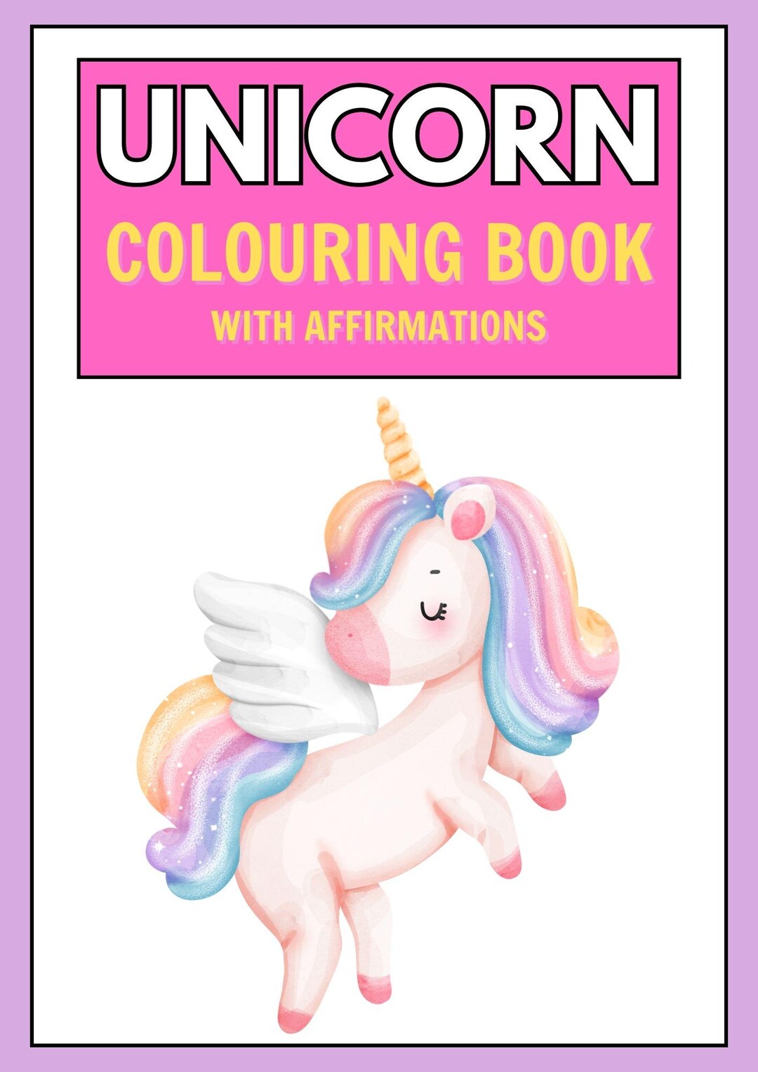 UNICORN Colouring Book With AFFIRMATIONS (printable PDF) - 20 Pages - Etsy