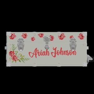 Floral Trunk Decal With Custom Name – Personalized Rose Travel Trunk ...