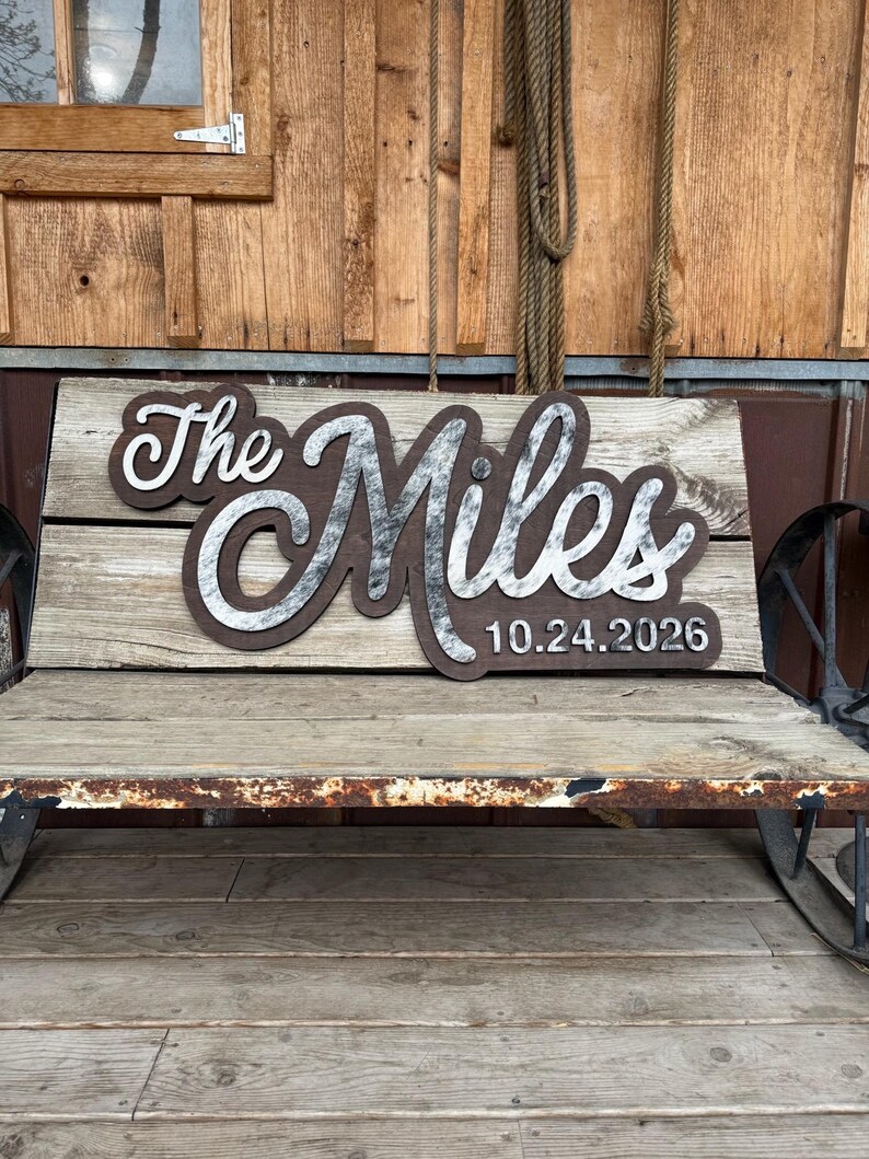 Heirloom Cowhide Name Sign – Handmade Western Wall Decor - Etsy