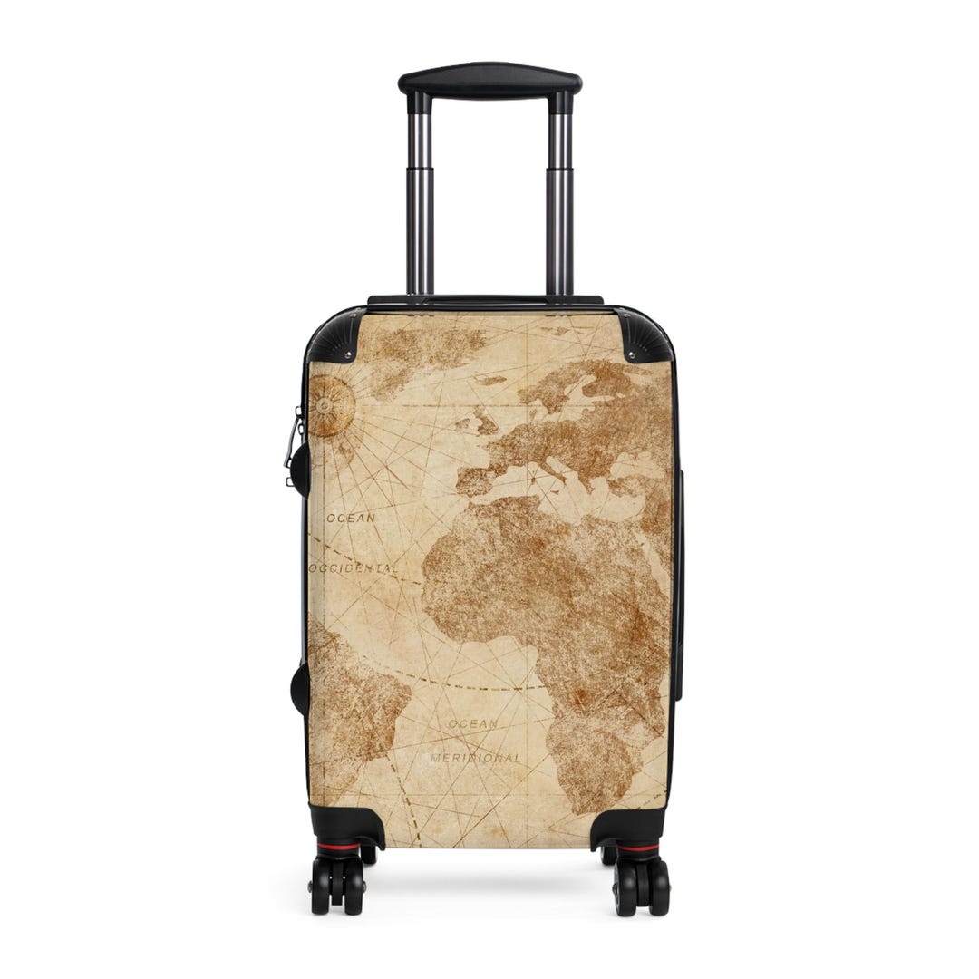 Vintage World Map Suitcase, Travel Luggage, Bohemian Travel Gear ...