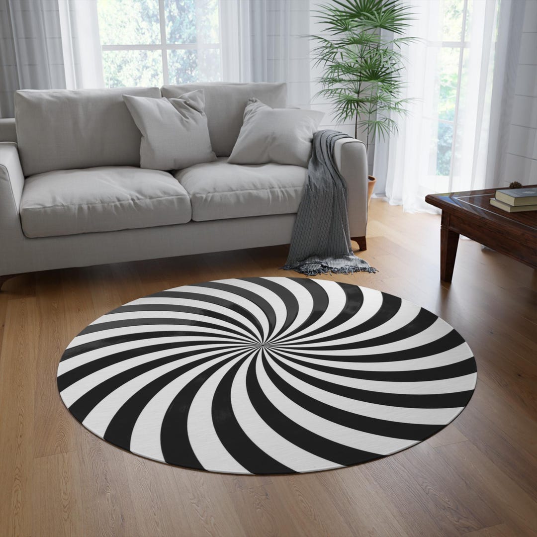 Black & White Swirl Round Rug - Modern Home Decor, Area Rug for Living ...