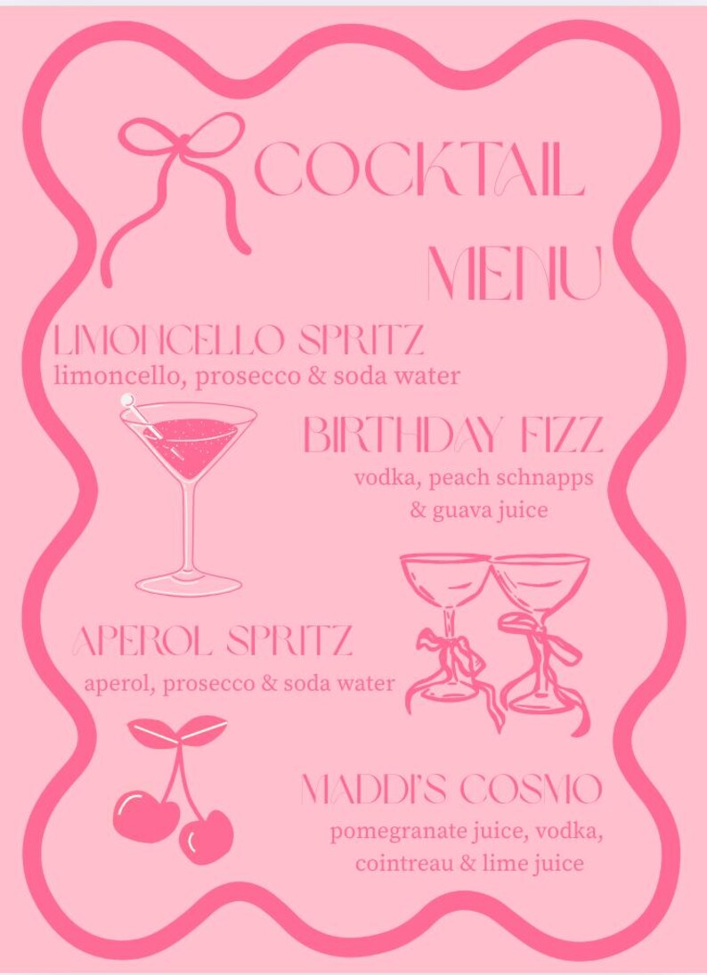 Cocktail Menu Template - Etsy