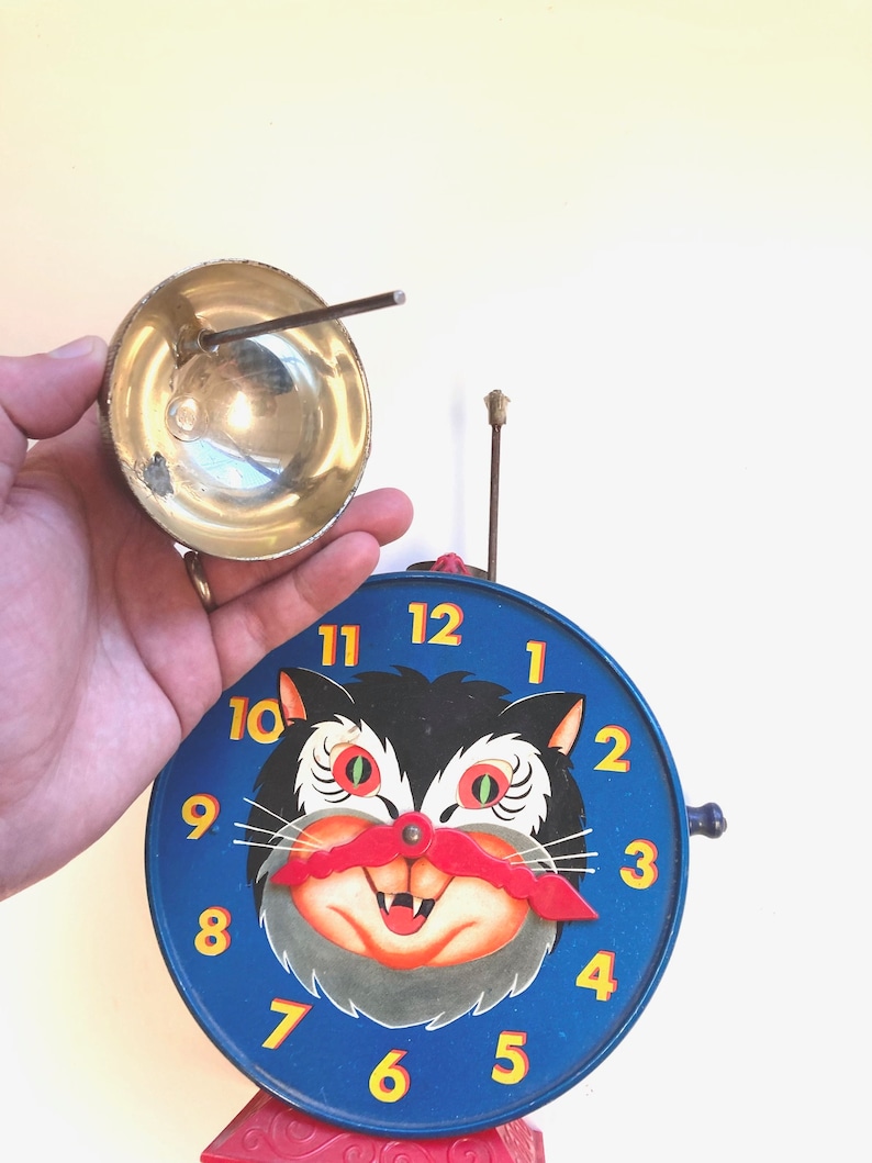 Vintage 1950's-60's Mattel Black Cat Movable Eyes Clock Toy! Hickory ...