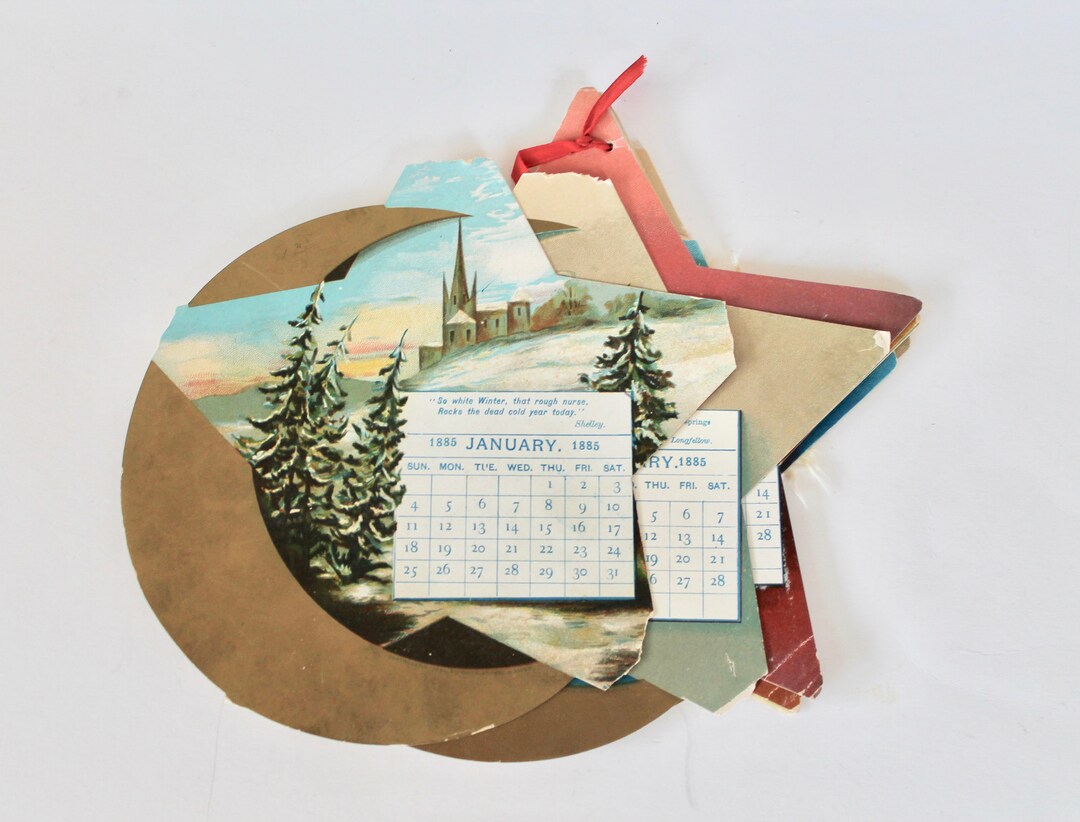 Victorian Lot of 5 1885 Star-shaped Calendar With Different Art Each ...