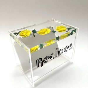 Vintage 1960s-70s Clear Lucite Recipe Card Box With Embedded Flower ...