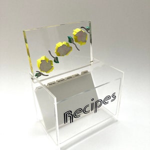 Vintage 1960s-70s Clear Lucite Recipe Card Box With Embedded Flower ...