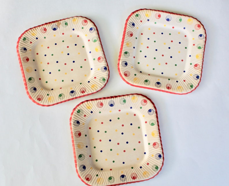Vintage 1950s Polka Dot Birthday Party Paper Plate Lot of 3 | Etsy